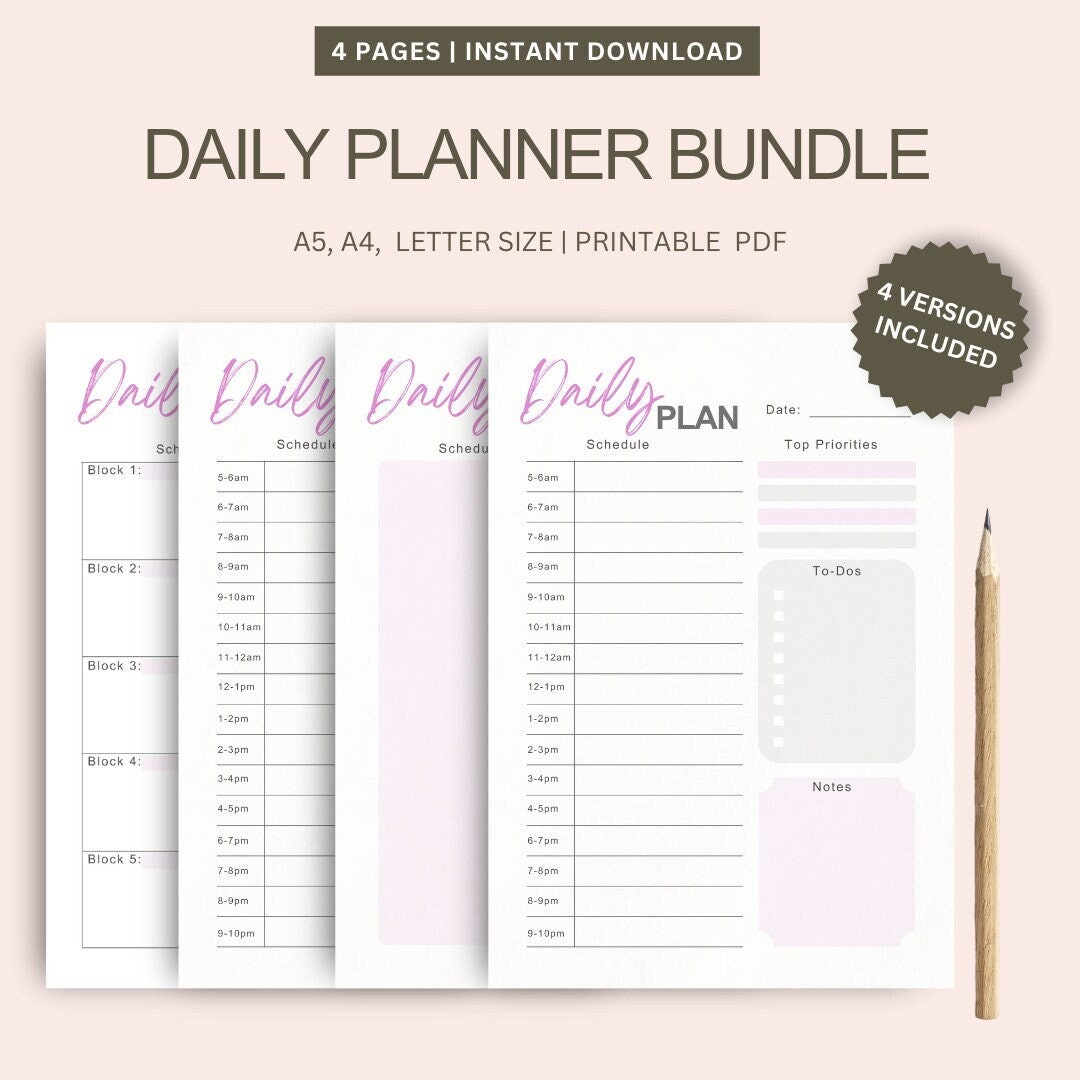 Undated Daily Hourly Planner Printable, to Do List for Work/home ...