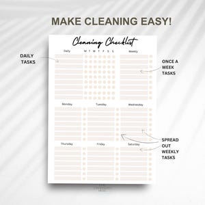 Editable Cleaning Checklist: Weekly Household Planner (printable) - Etsy