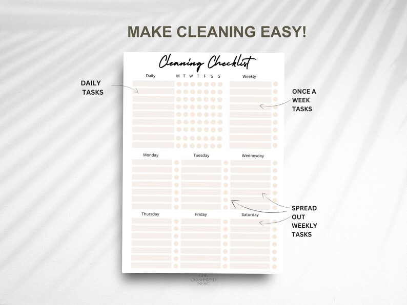 Editable Cleaning Checklist: Weekly Household Planner (printable) - Etsy