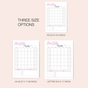 Undated Monthly Planner Printable, Monthly Organizer, Month at a Glance ...