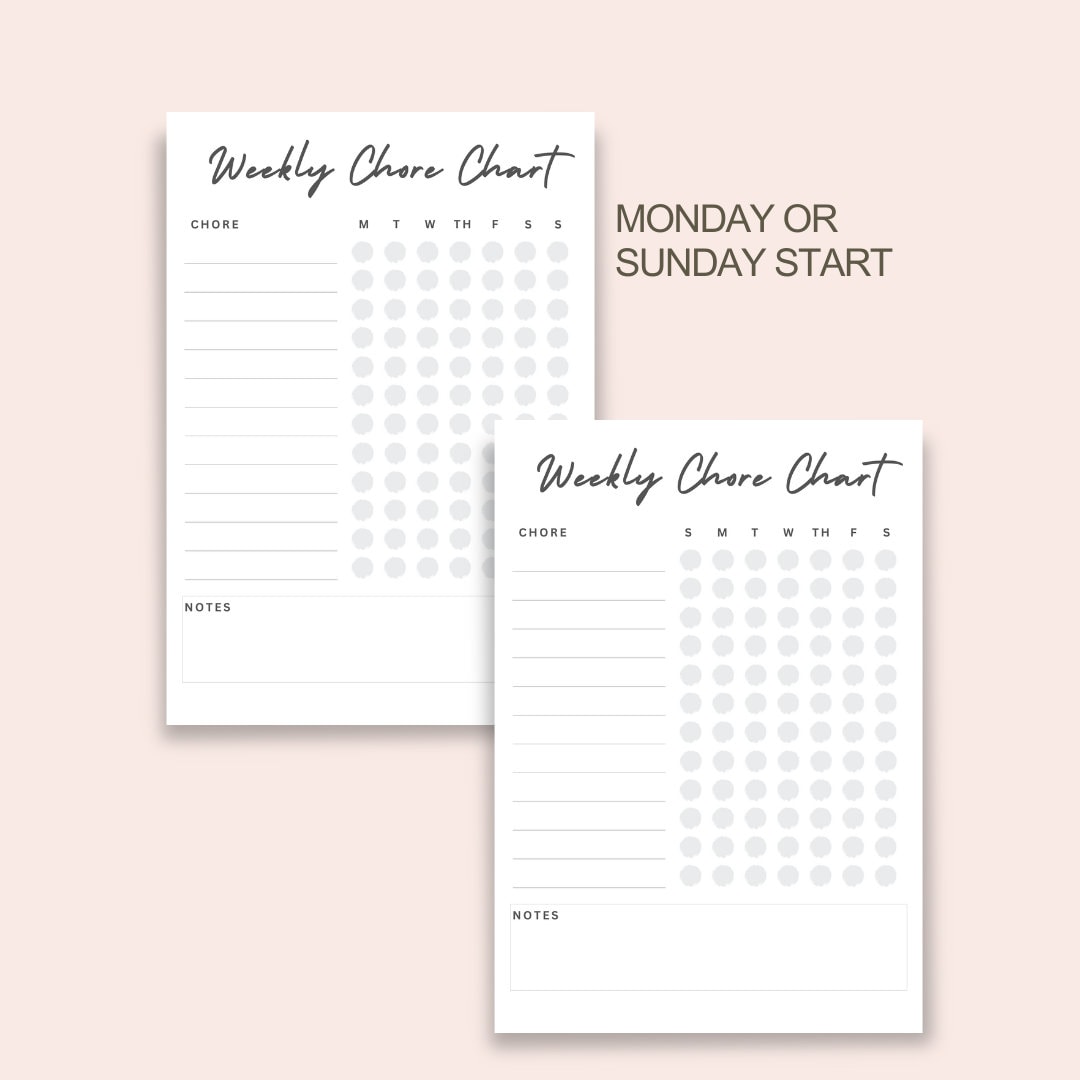 Weekly Chore Chart, Cleaning Checklist, Cleaning Schedule, Weekly House ...