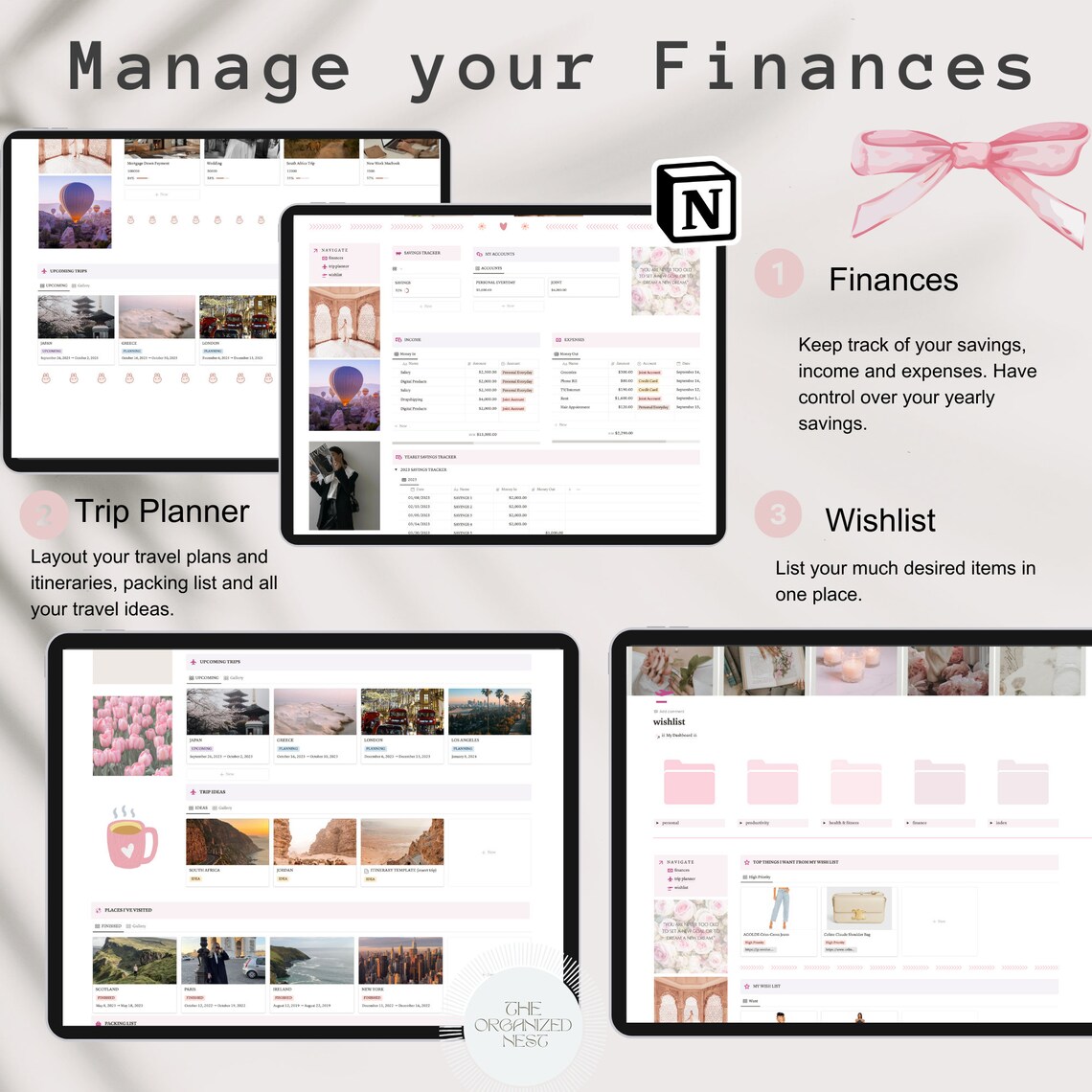 Notion Template, Coquette Notion Planner,that Girl Notion Planner ...