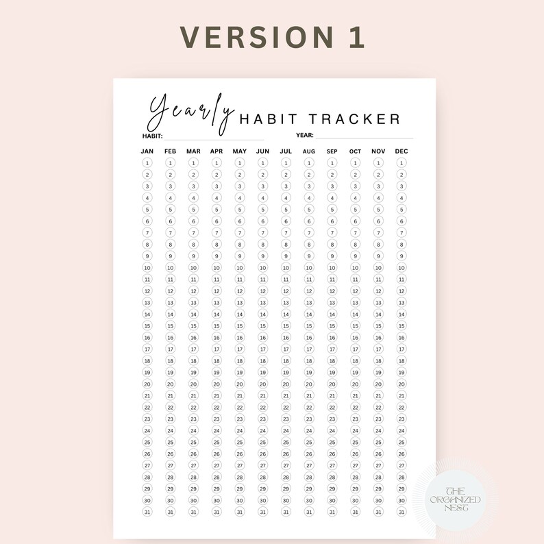 Yearly Habit Tracker Printable: A4 A5 Letter Size (digital Download) - Etsy