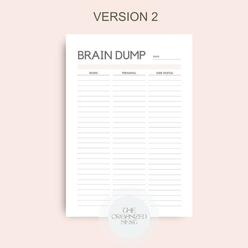 Brain Dump Printable, ADHD Brain Dump, Thought Organizer Journal ...