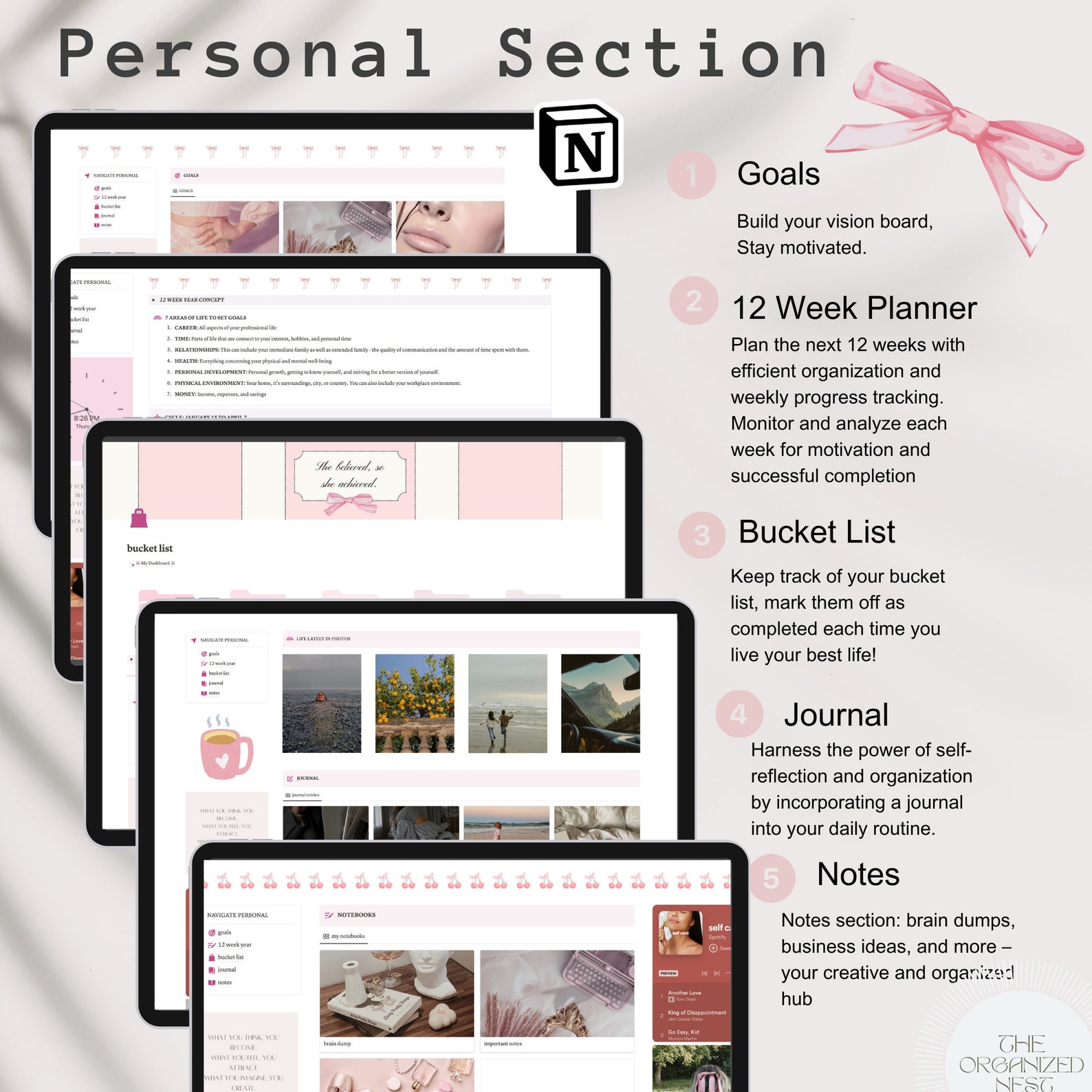 Notion Template, Coquette Notion Planner,that Girl Notion Planner ...