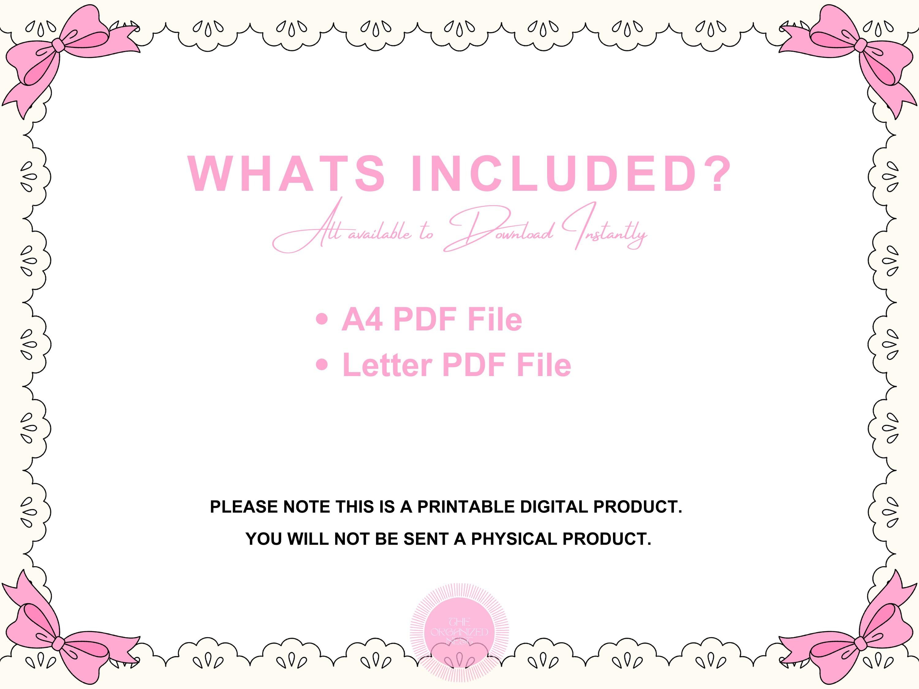 2025 Printable Calendar, Coquette 2025 Calendar, Pink Bow Calendar ...