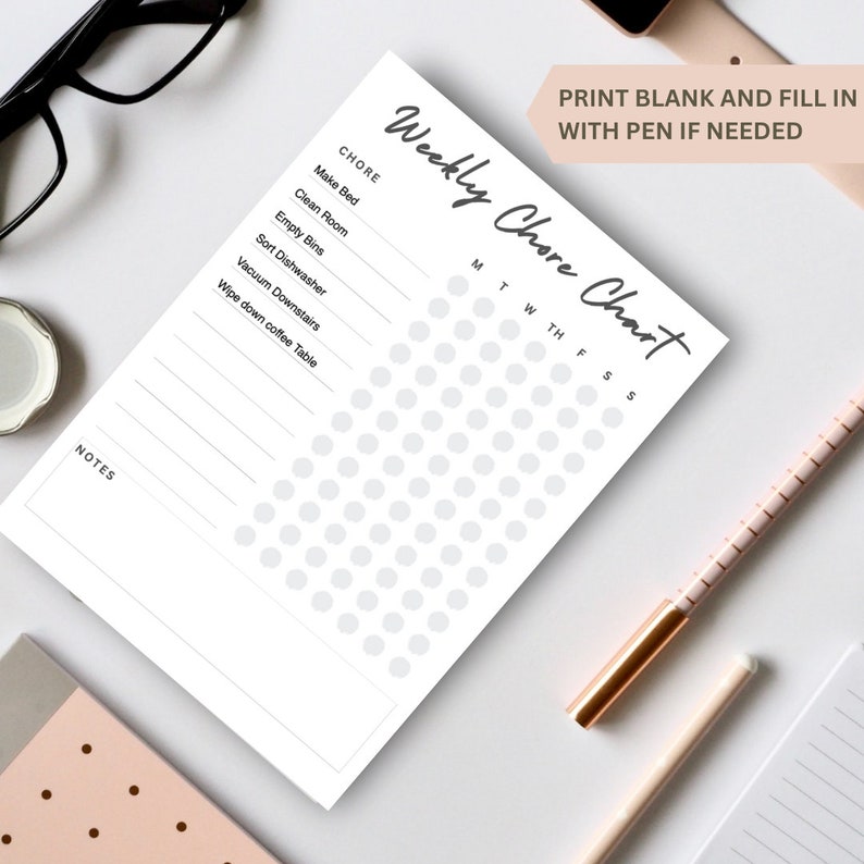 Weekly Chore Chart, Cleaning Checklist, Cleaning Schedule, Weekly House ...