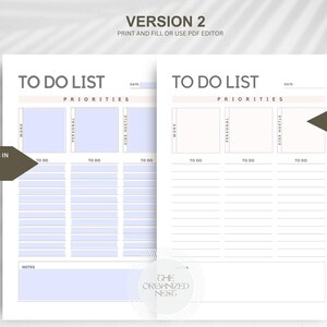 Printable to Do List Bundle, Fillable PDF, A4, A3, and Letter Size PDF ...