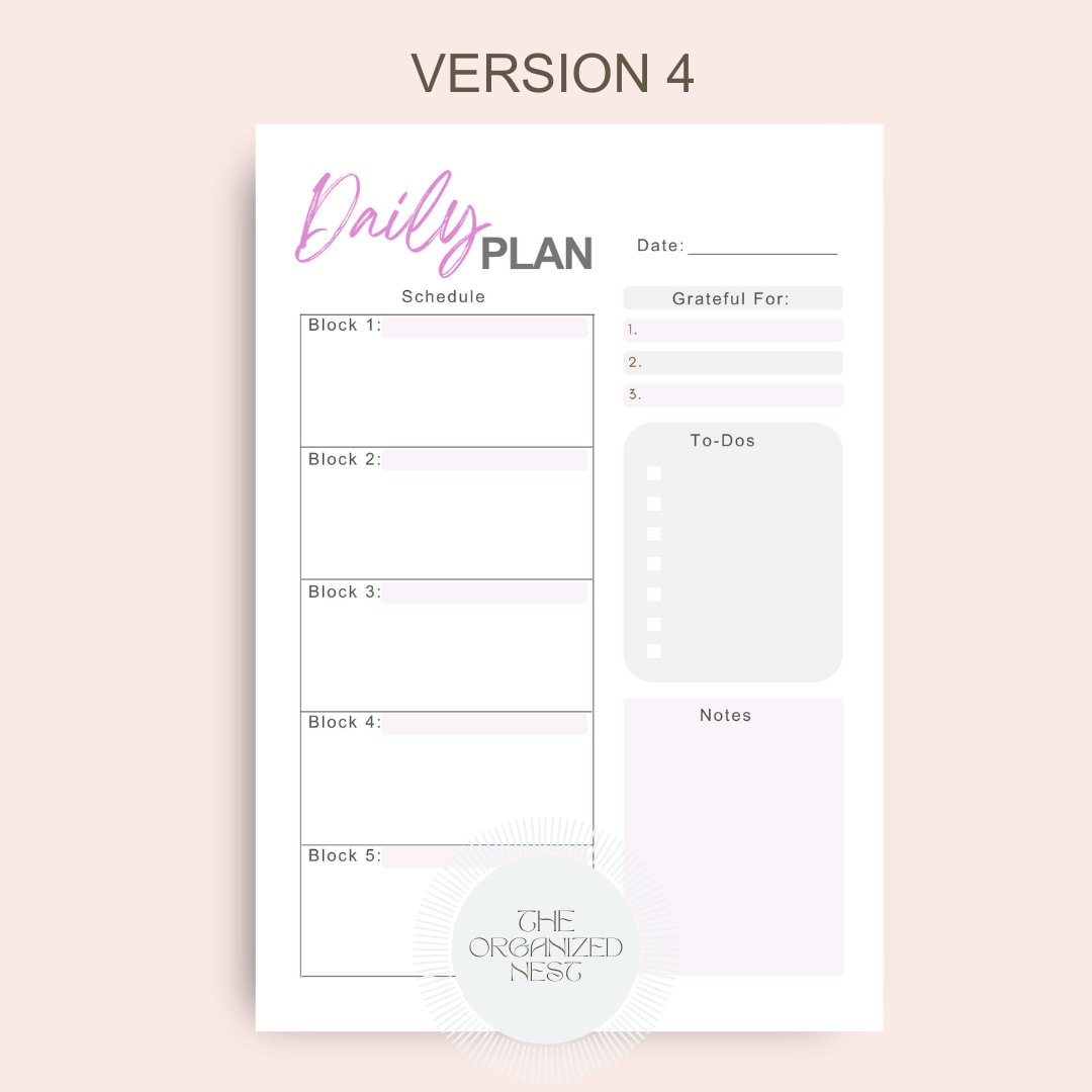 Undated Daily Hourly Planner Printable, to Do List for Work/home ...