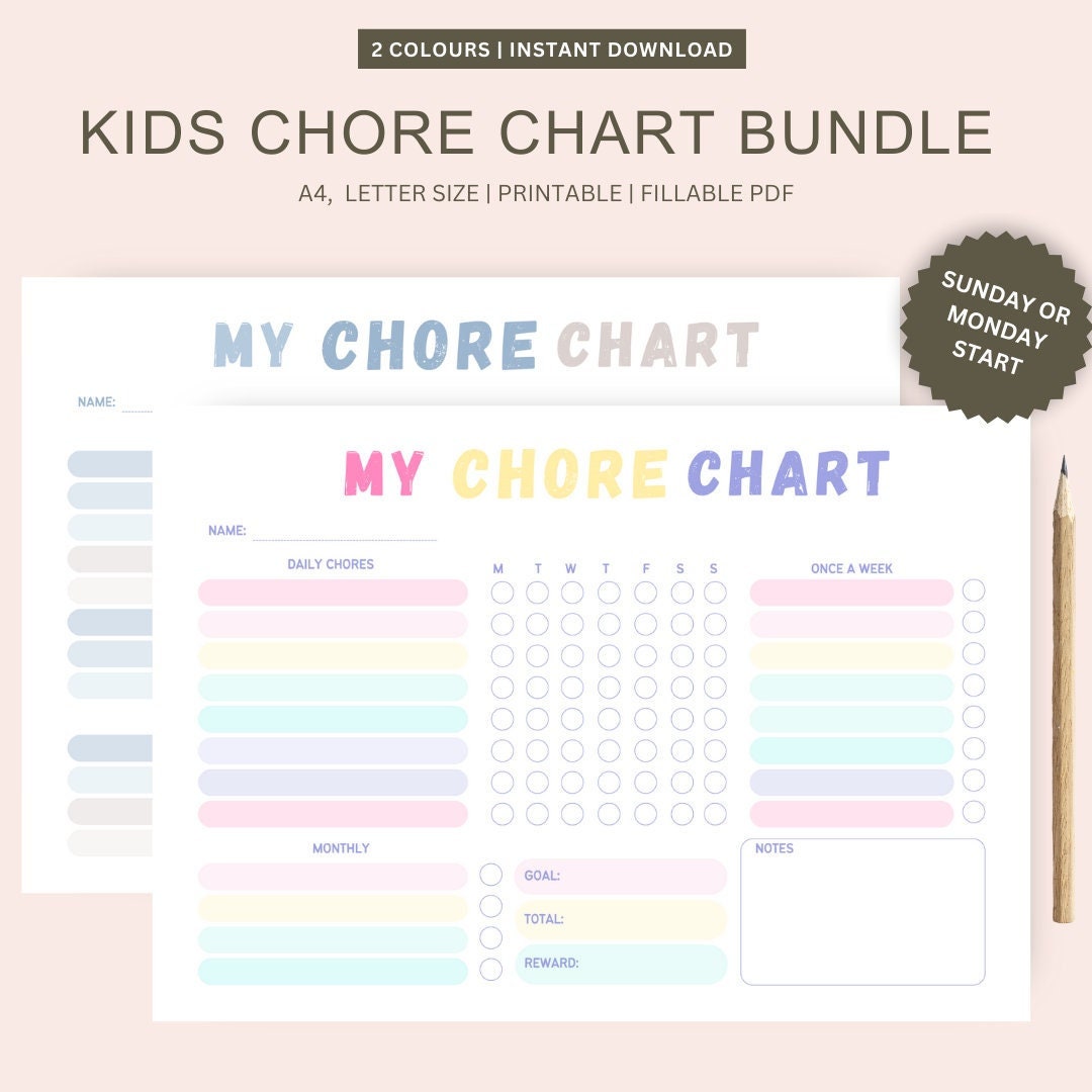 Cleaning Checklist, Cleaning Schedule, Family Chore Chart, Kids Chore ...