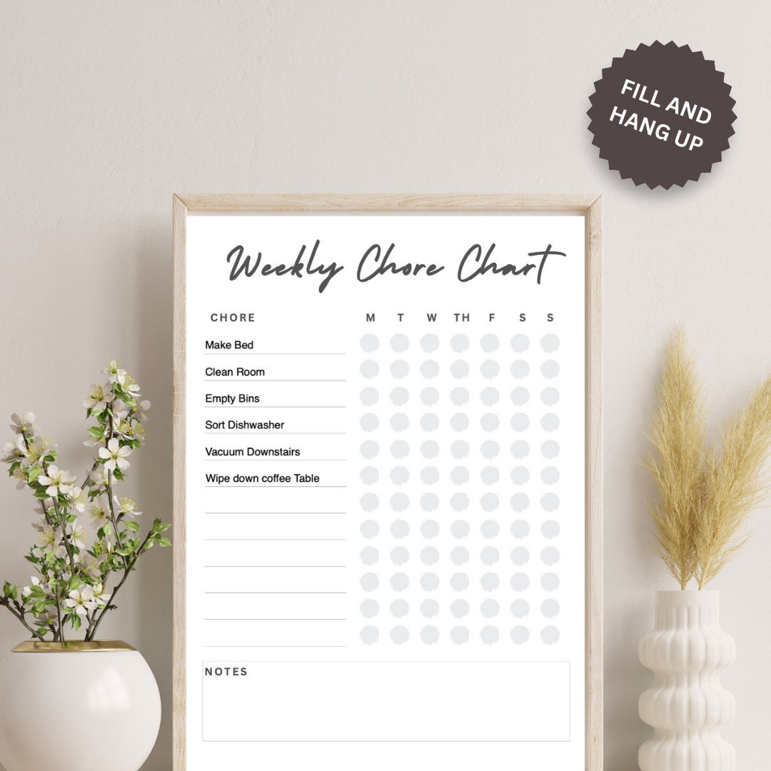 Weekly Chore Chart, Cleaning Checklist, Cleaning Schedule, Weekly House ...