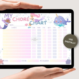Mermaid Kids Chore Chart: Weekly Reward System (printable PDF) - Etsy