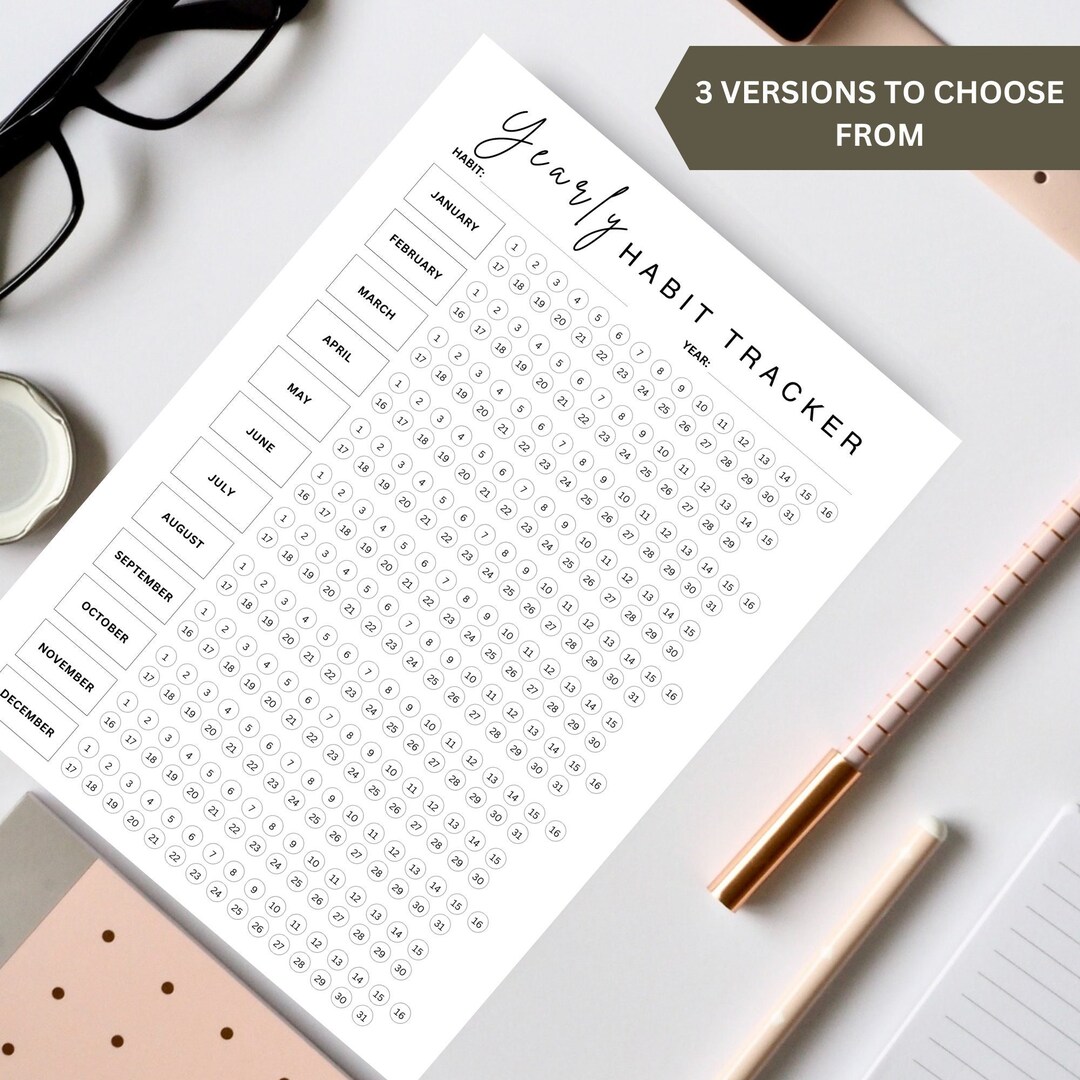 Yearly Habit Tracker Printable: A4 A5 Letter Size (digital Download) - Etsy