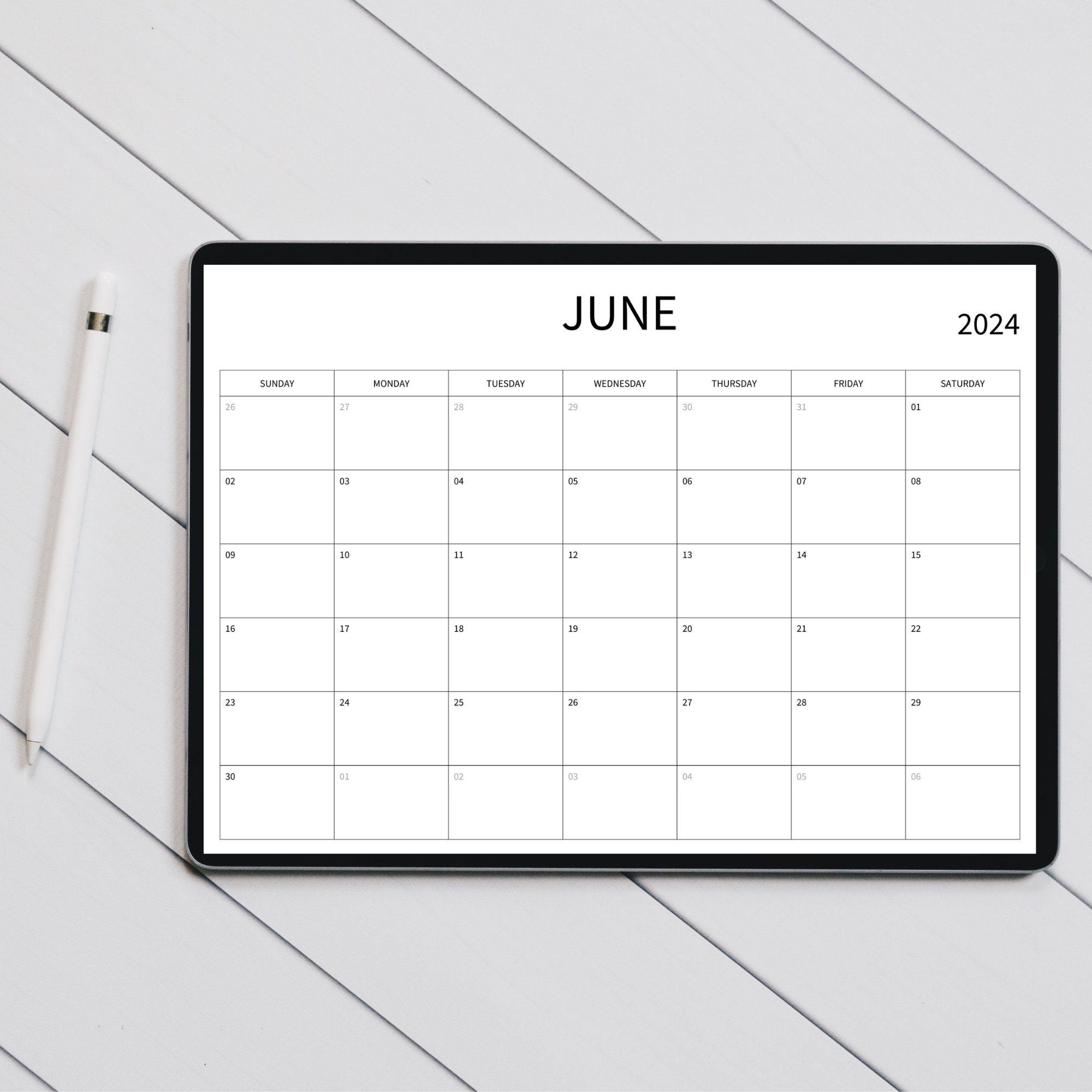 2024 Monthly Calendar Landscape, Printable Calendar Template ...