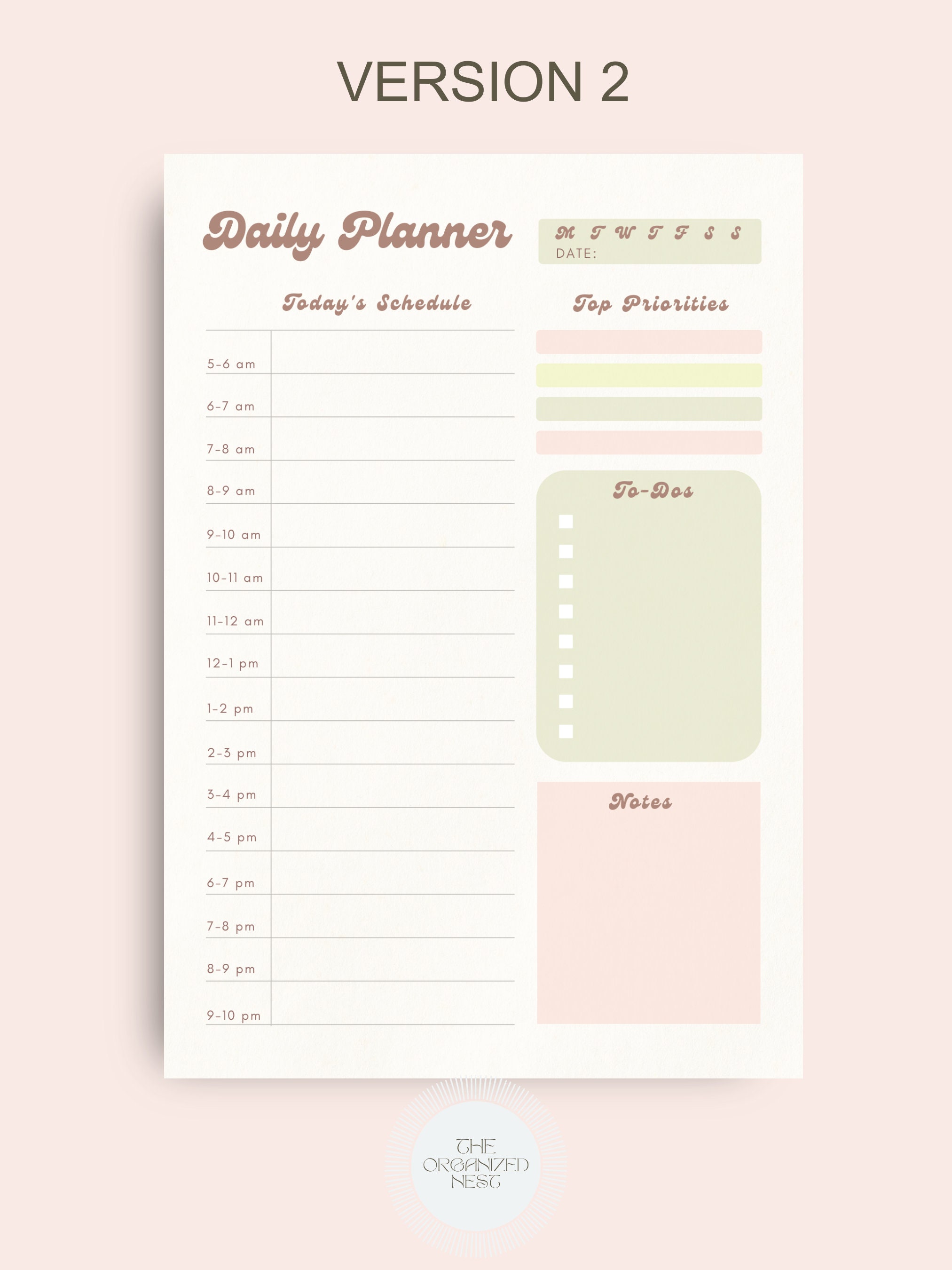 Undated Daily Hourly Planner Printable, to Do List for Work/home ...