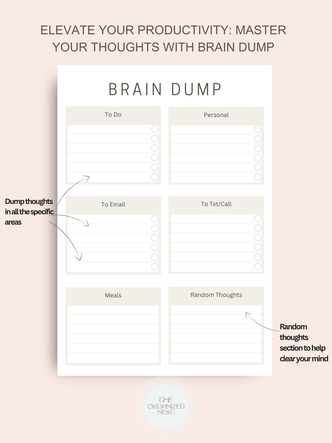 Brain Dump Printable ADHD Brain Dump Thought Organizer - Etsy Ireland