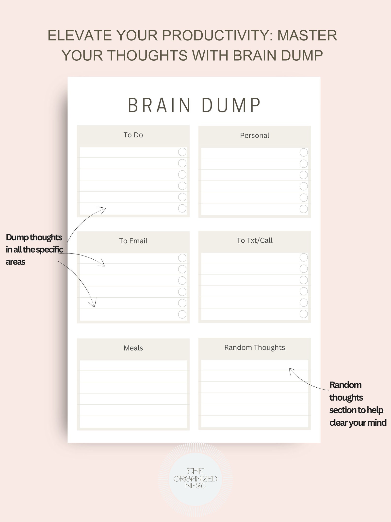 Brain Dump Printable ADHD Brain Dump Thought Organizer - Etsy Ireland