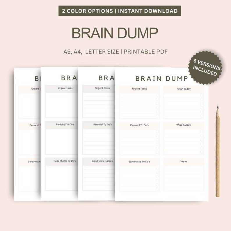 Brain Dump Printable, ADHD Brain Dump, Thought Organizer Journal ...
