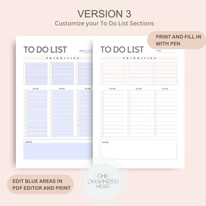 Printable to Do List Bundle Fillable PDF A4 A3 and Letter - Etsy