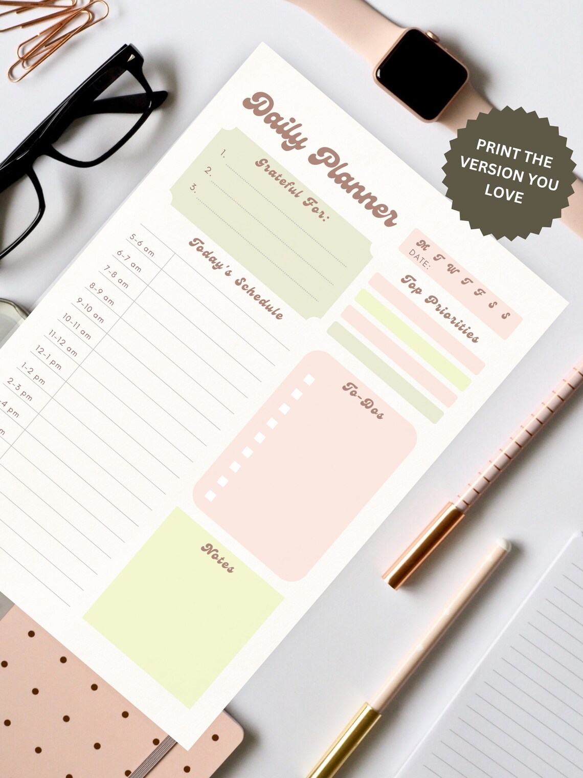 Undated Daily Hourly Planner Printable, to Do List for Work/home ...