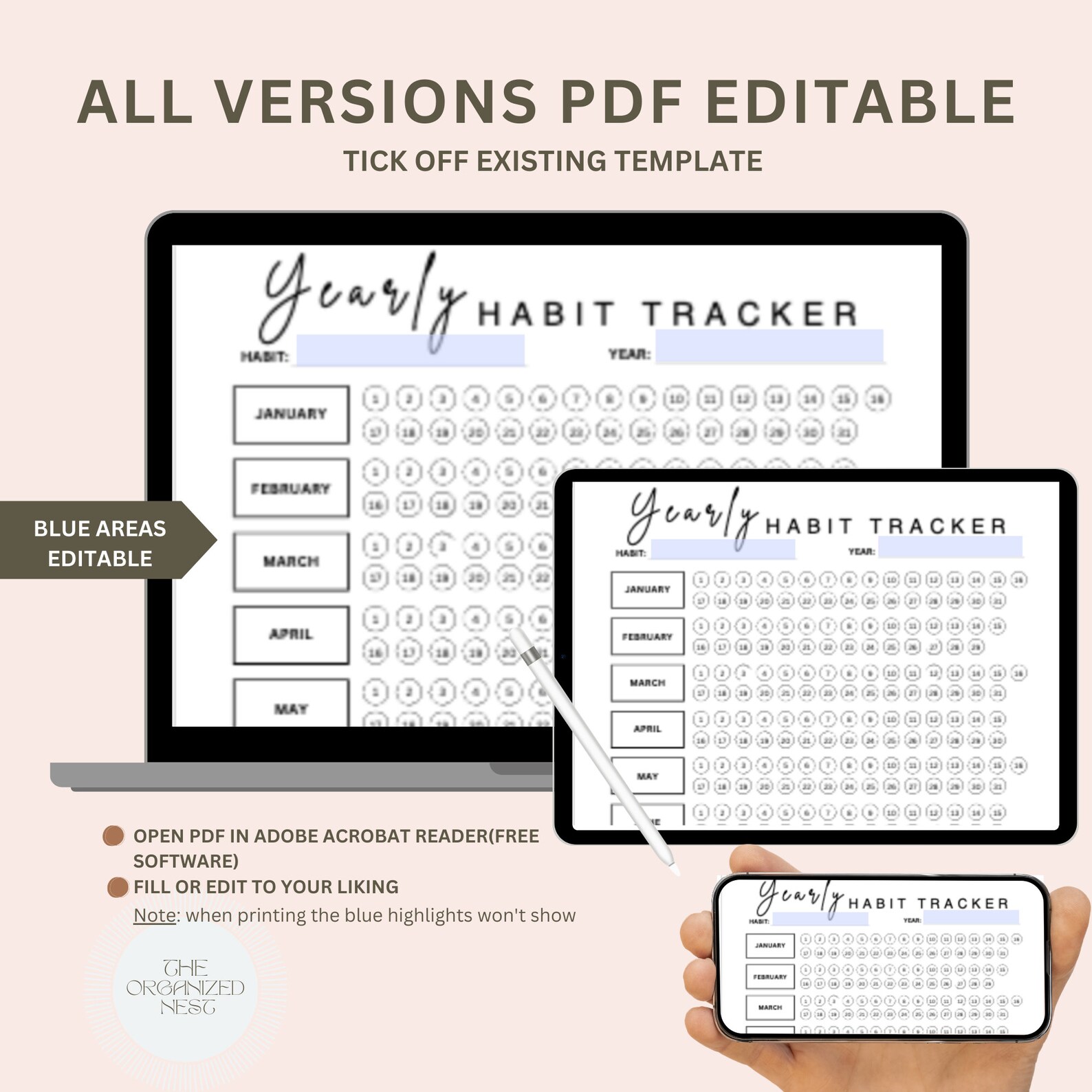 Yearly Habit Tracker Printable: A4 A5 Letter Size (digital Download) - Etsy