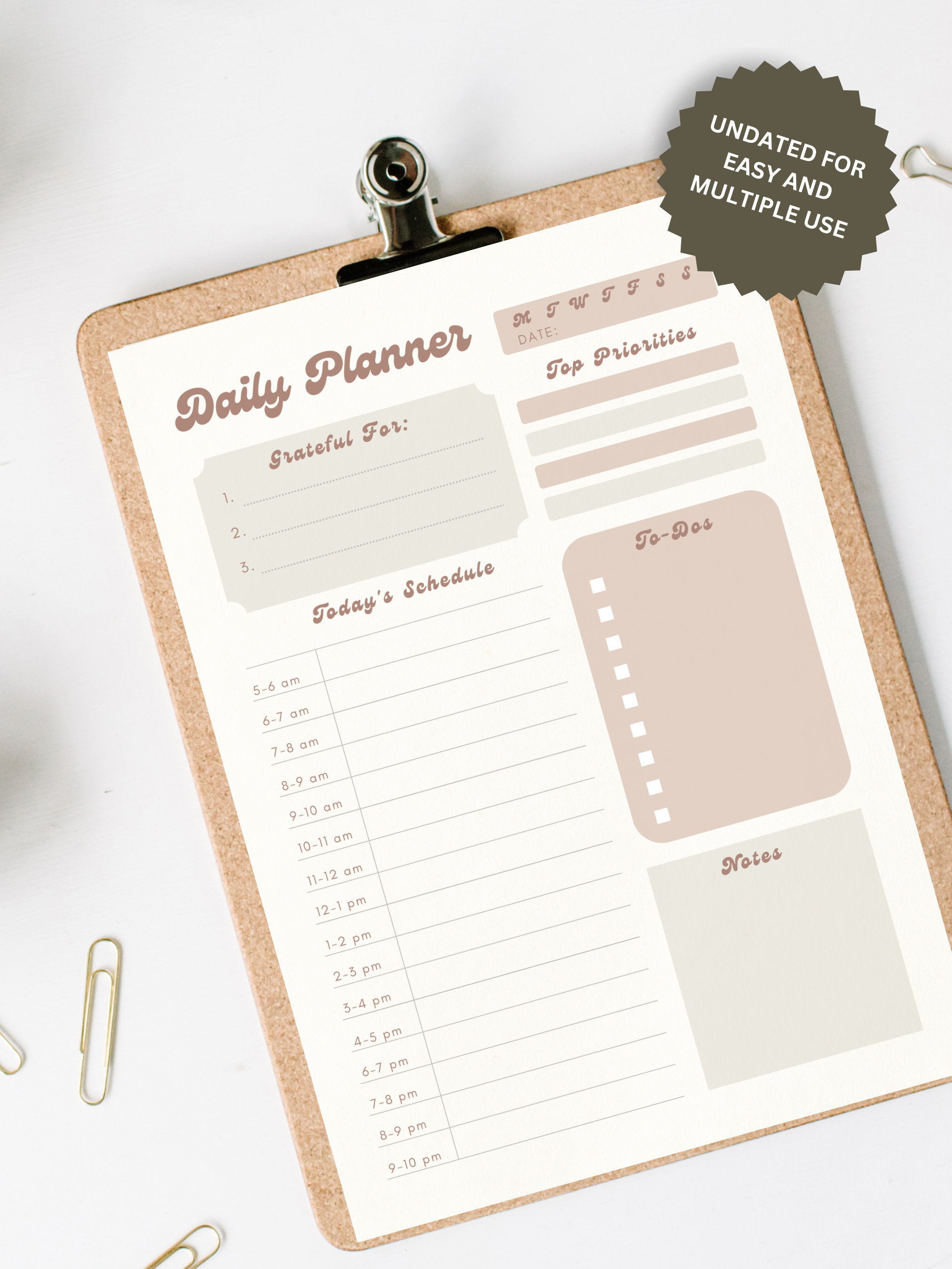 Daily Hourly Schedule Planner Printable, Daily to Do List for Work/home ...