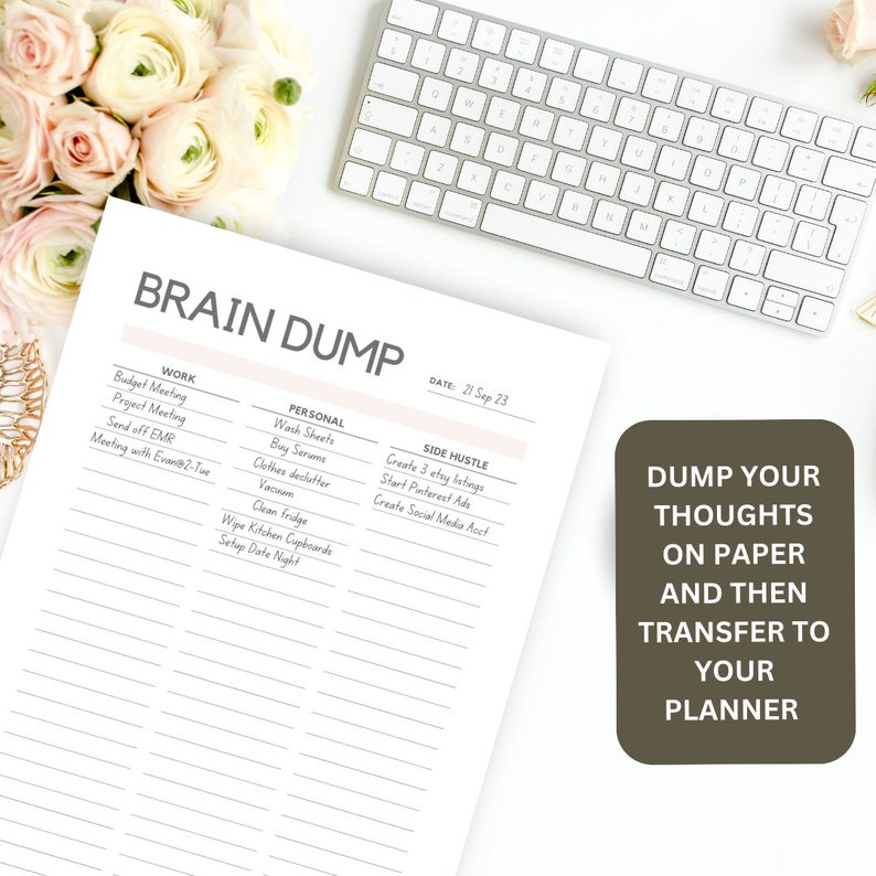 Brain Dump Printable, ADHD Brain Dump, Thought Organizer Journal ...