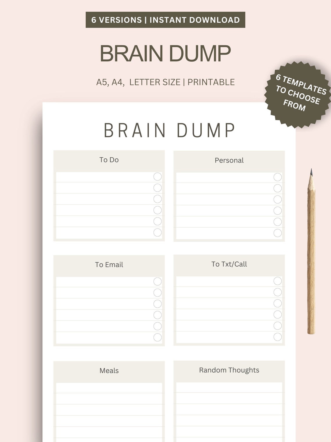 Brain Dump Printable ADHD Brain Dump Thought Organizer - Etsy Ireland