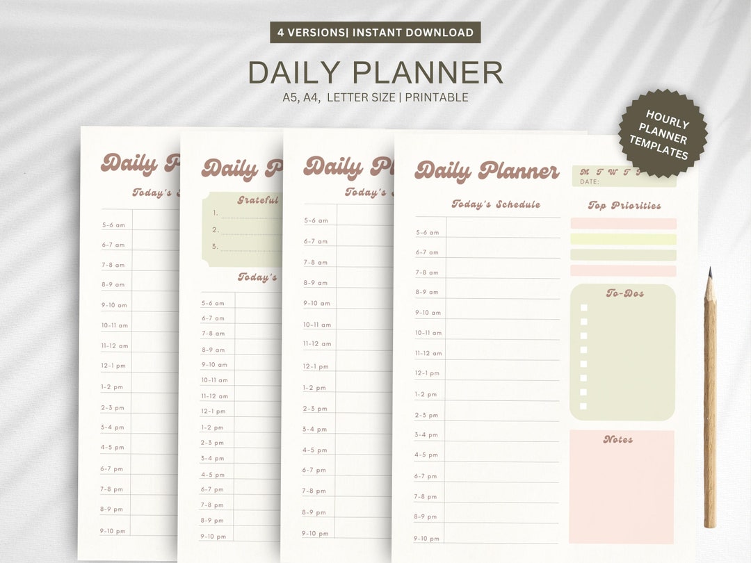 Undated Daily Hourly Planner Printable, to Do List for Work/home ...