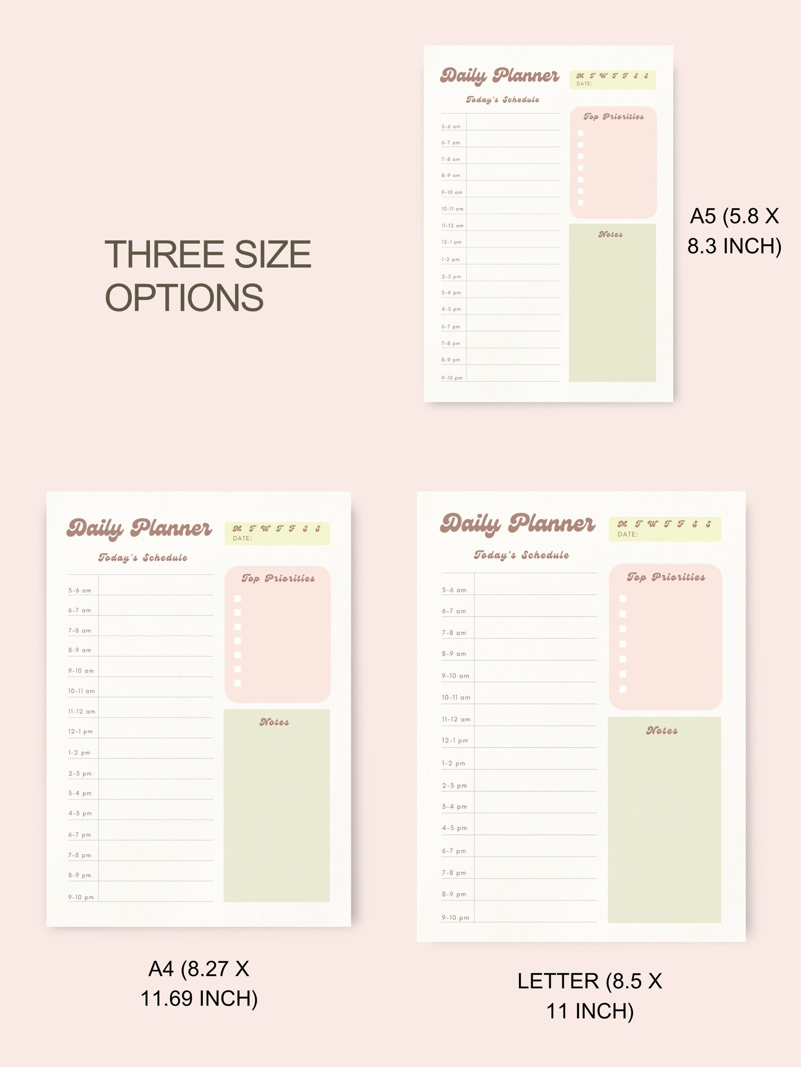 Undated Daily Hourly Planner Printable, to Do List for Work/home ...