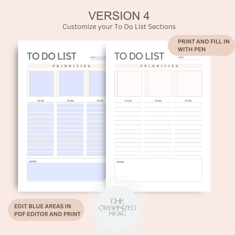 Printable to Do List Bundle Fillable PDF A4 A3 and Letter - Etsy