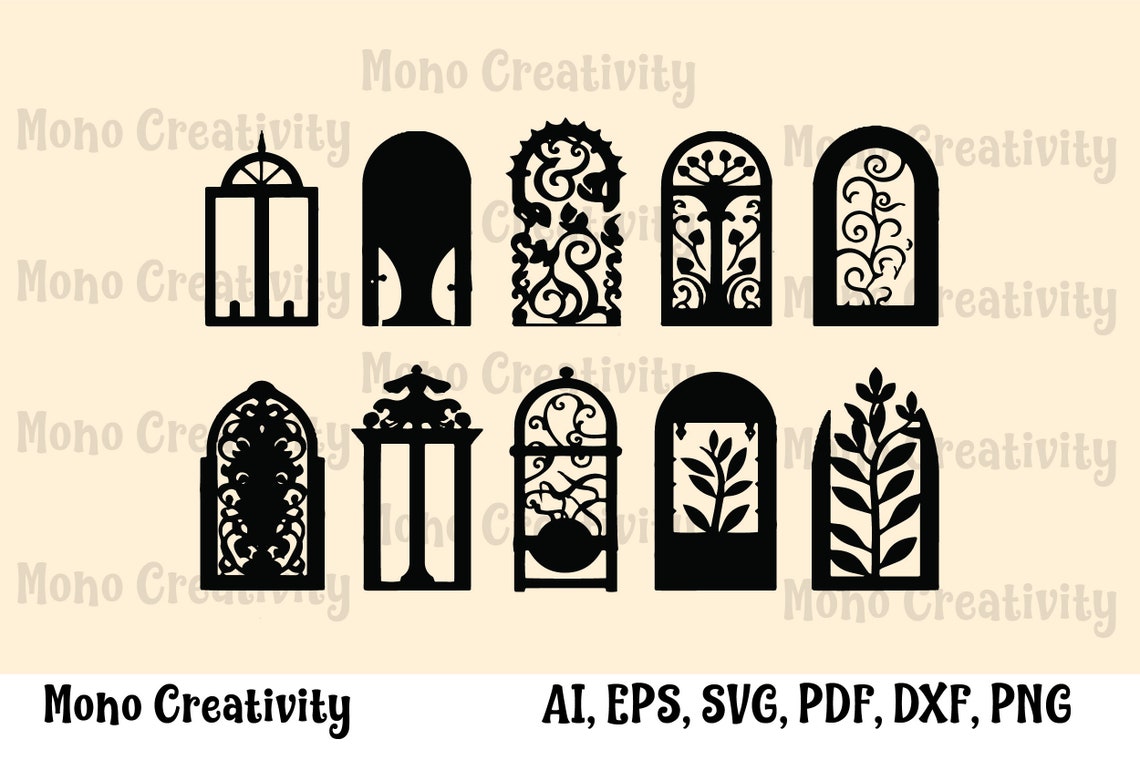 Laser Cut Door SVG Mega Bundle: Door Frame, Window Designs (digital ...