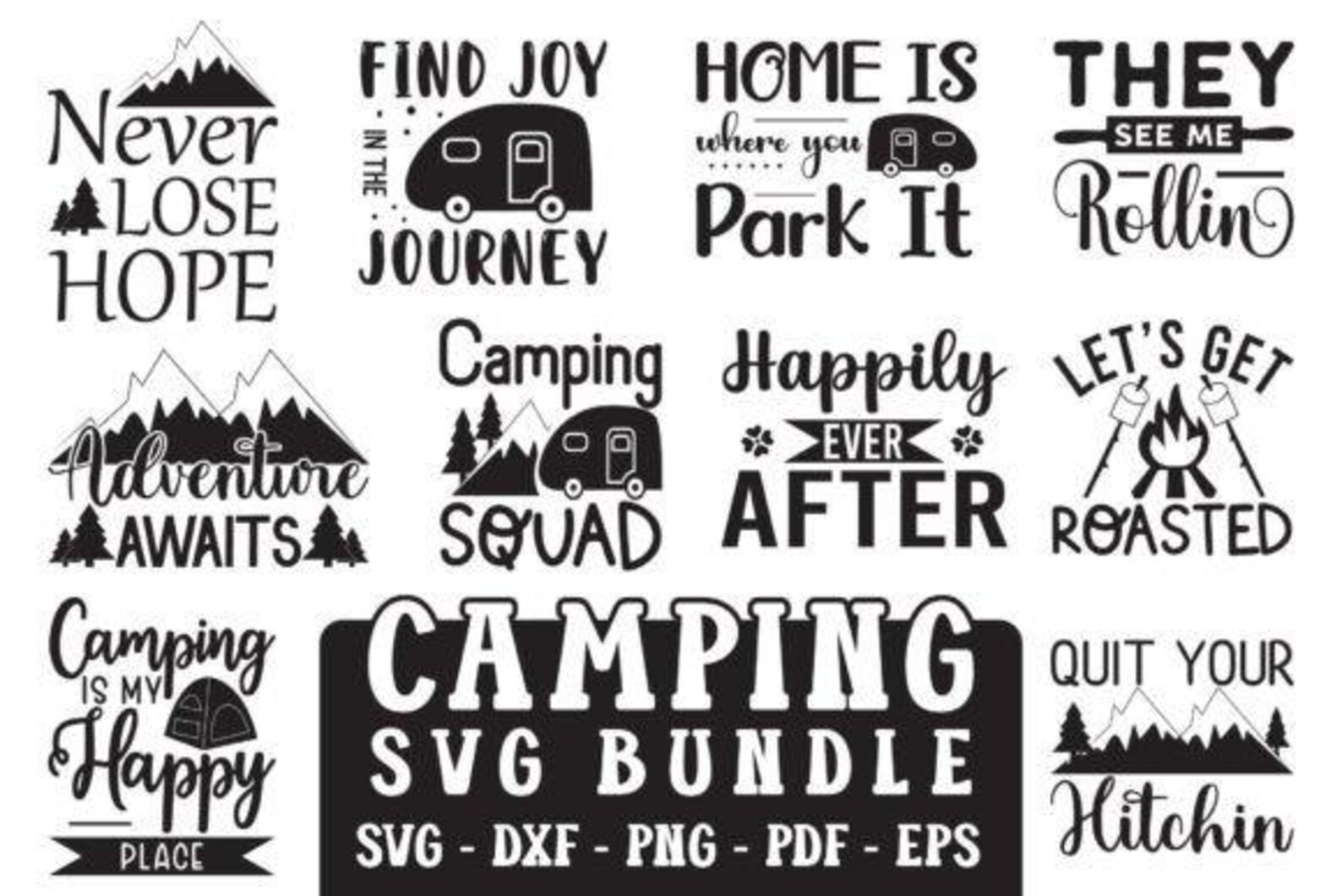Camping SVG Bundle Campfire Svg Adventure SVG Campground Svg Happy ...
