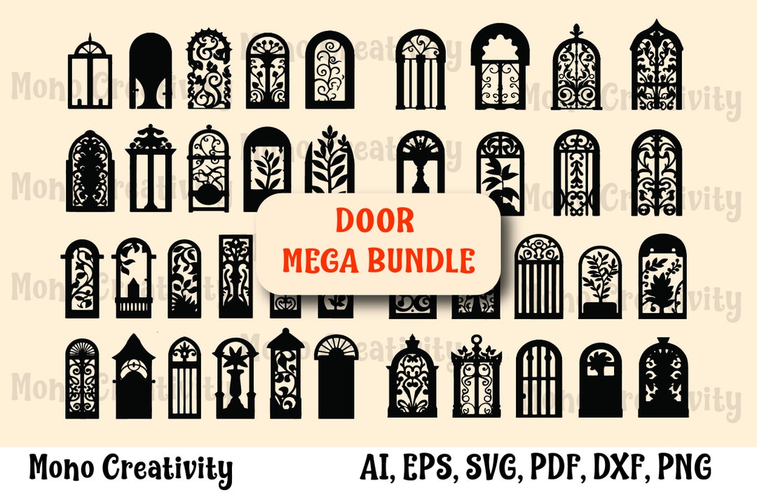 Laser Cut Door SVG Mega Bundle,door Frame Svg ,house Door Svg ,window ...