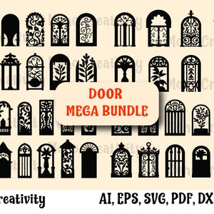Laser Cut Door SVG Mega Bundle: Door Frame, Window Designs (digital ...