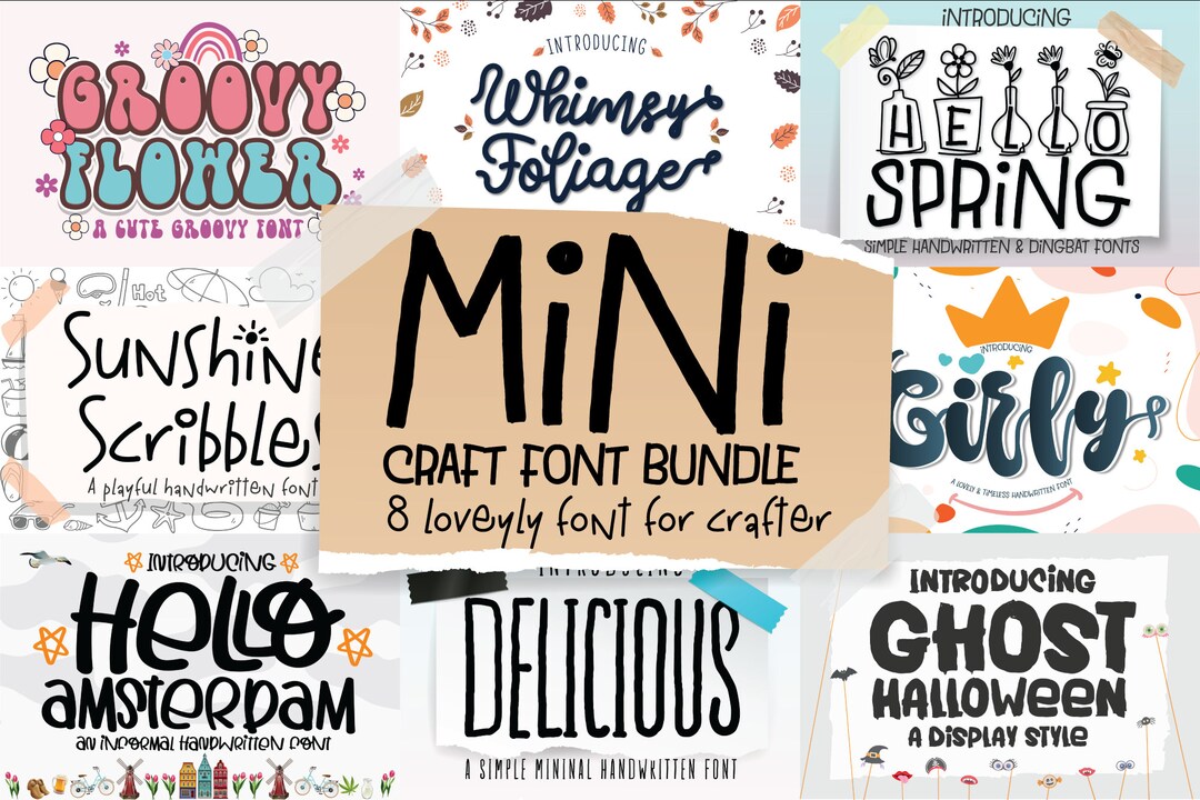 Mini Craft Font Bundle - Font Bundle, Handwritten Font, Script Font ...