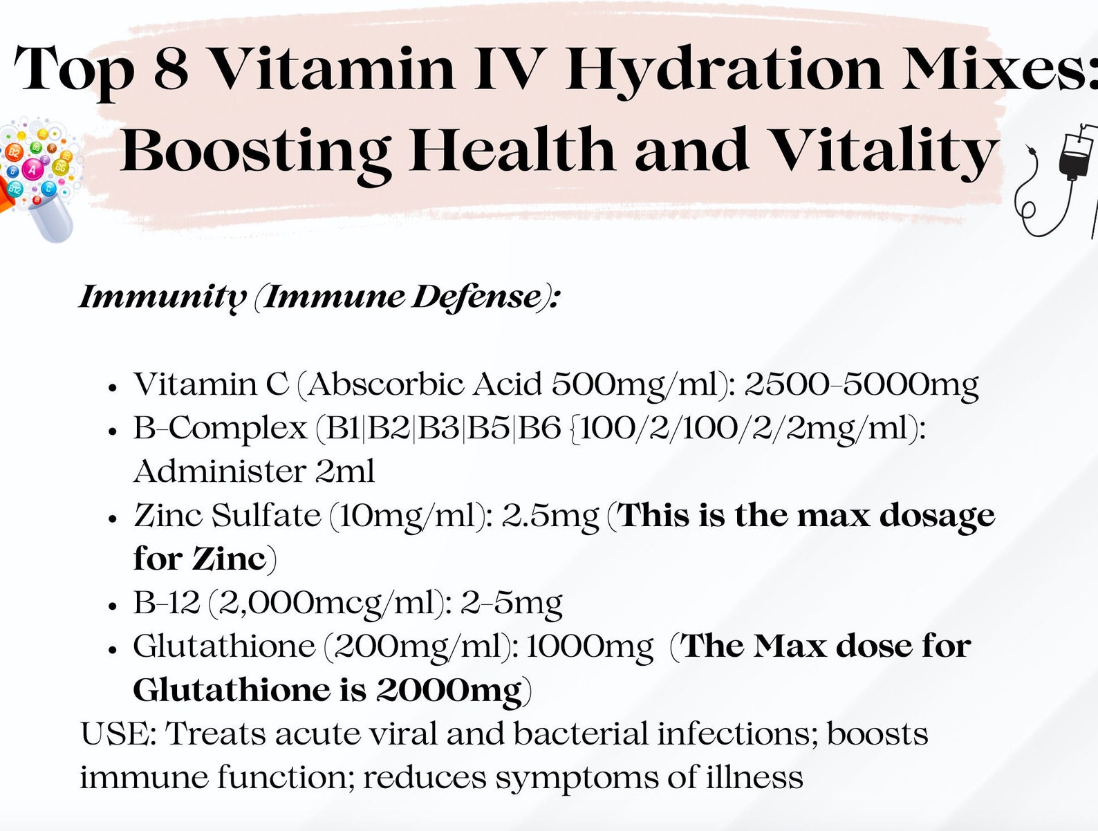 Top 8 Vitamin IV Hydration Mixes With Dosages Included - Etsy