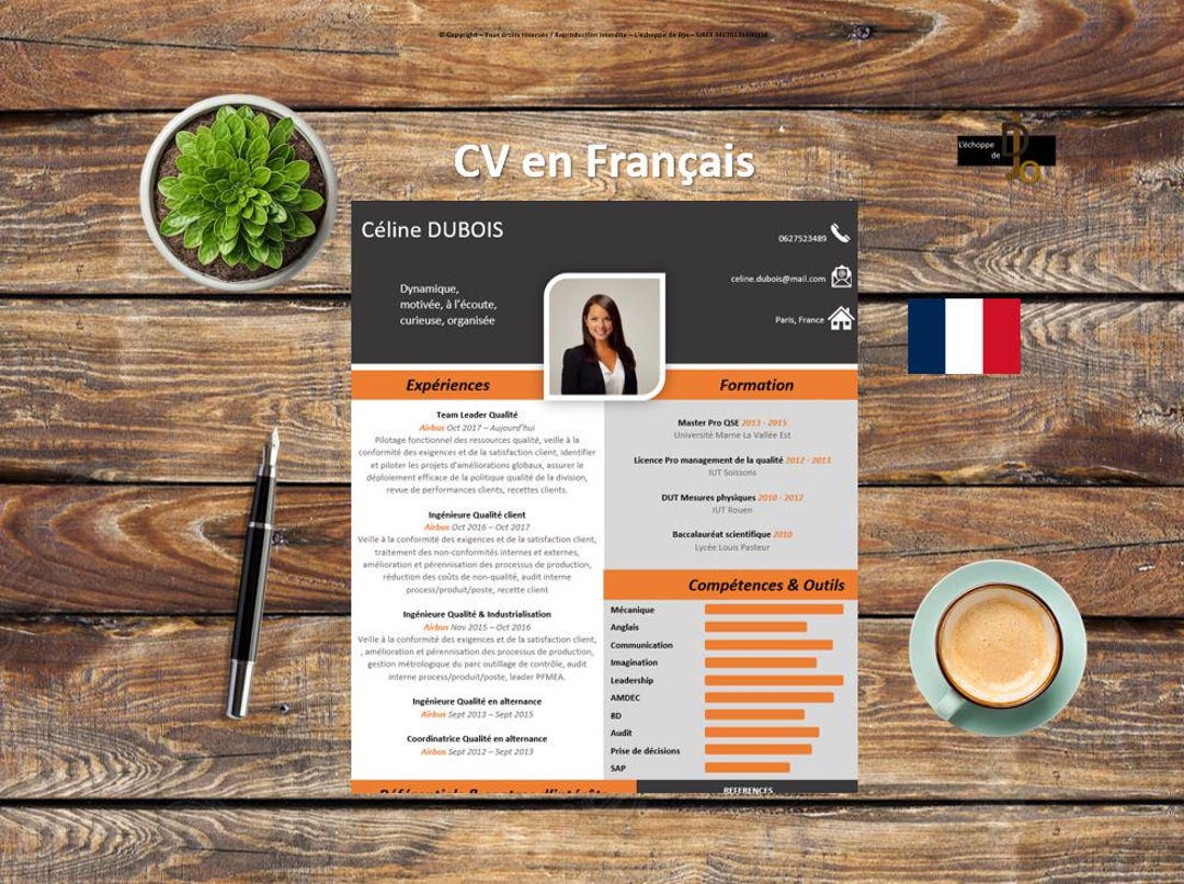 100% French CV | Word | Easy to Use | - Etsy