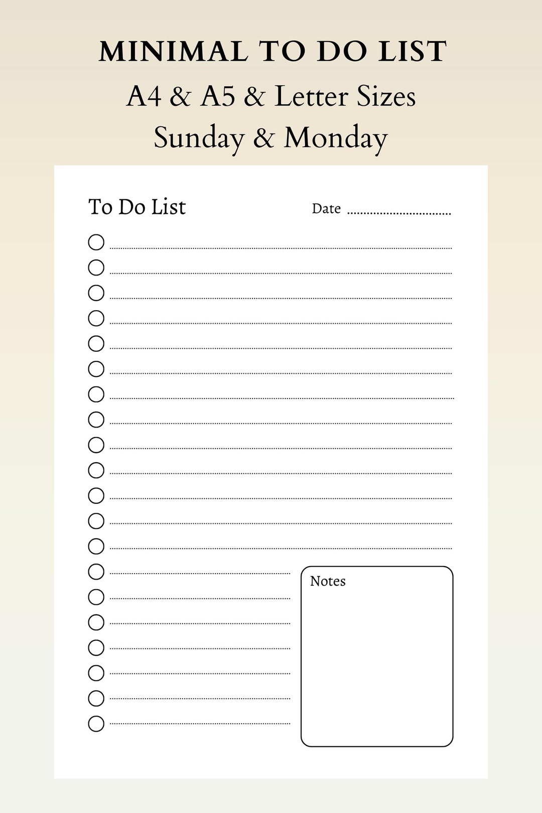 To Do List Minimalist to Do List Digital to Do List - Etsy