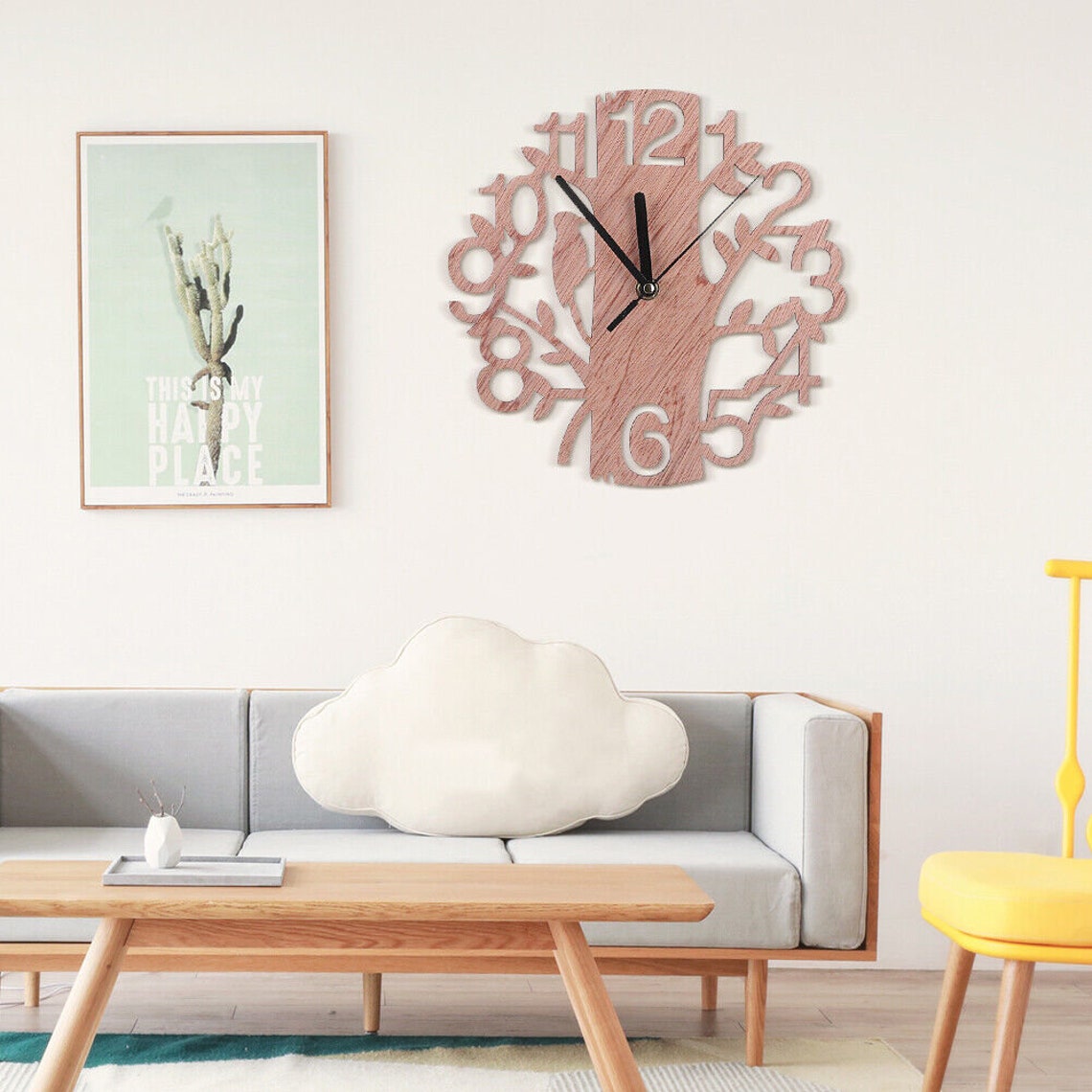 BIRD BRANCH CLOCK: Wood Cut Clock, Custom Cnc-made, High-quality ...