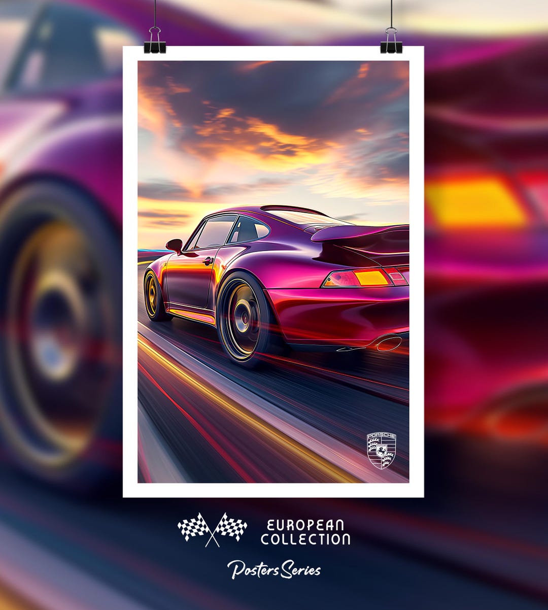 Porsche 911 Turbo Poster: Red Sports Car Wall Art - Etsy