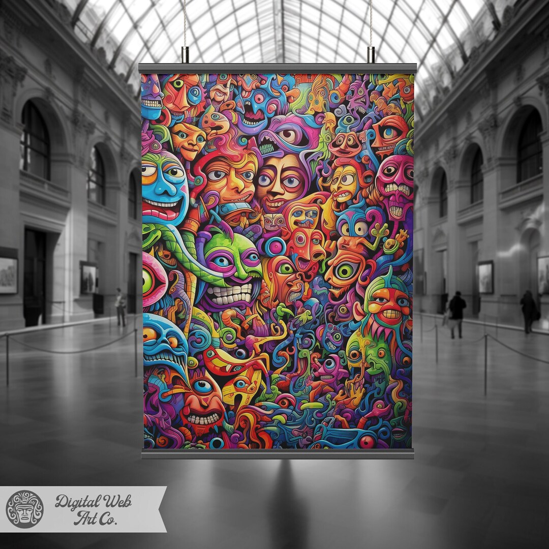 Abstract Cartoon Character Collage Artwork the Party Crowd Poster 2 ...