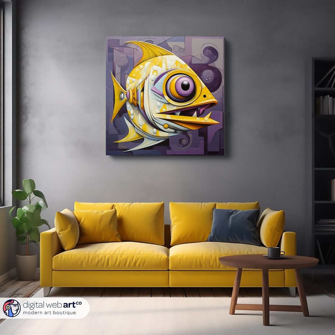 Angler Fish #15 Yellow Dada Style Angler Fish Artwork, Modern Fish ...