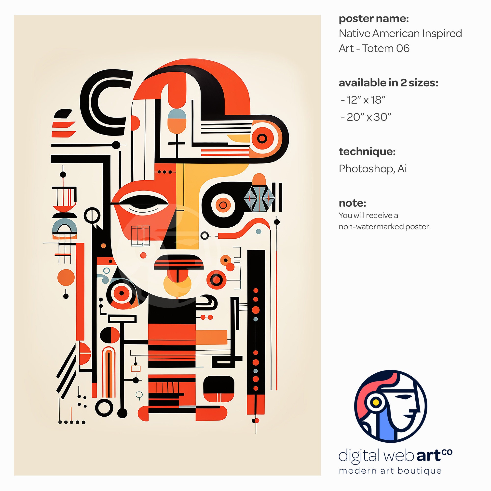 Native American Inspired Art, Bauhaus Art Poster, Line Art Poster, Boho ...