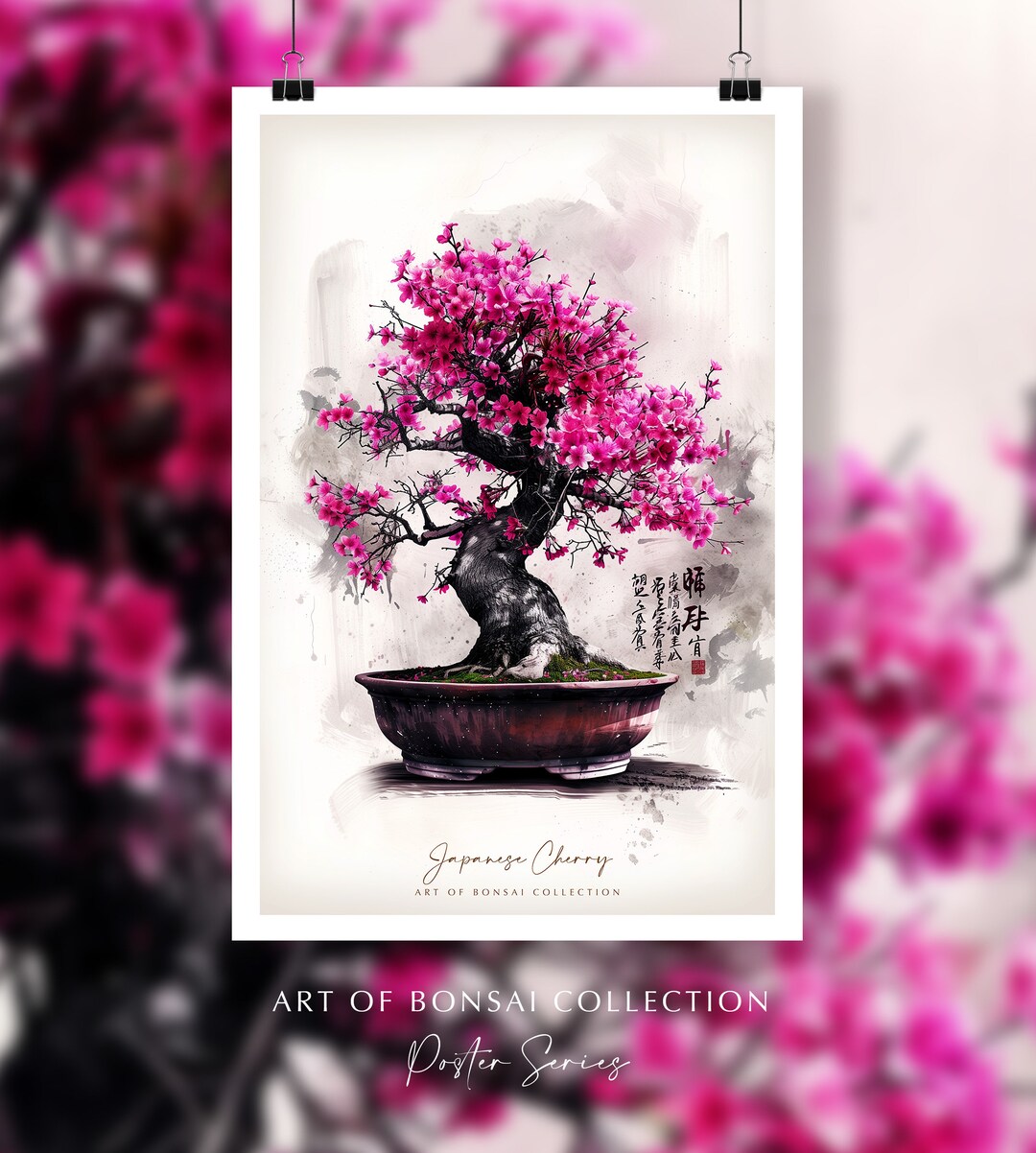 Japanese Cherry Bonsai Tree Poster - Bonsai Cherry Tree, Japanese Art ...