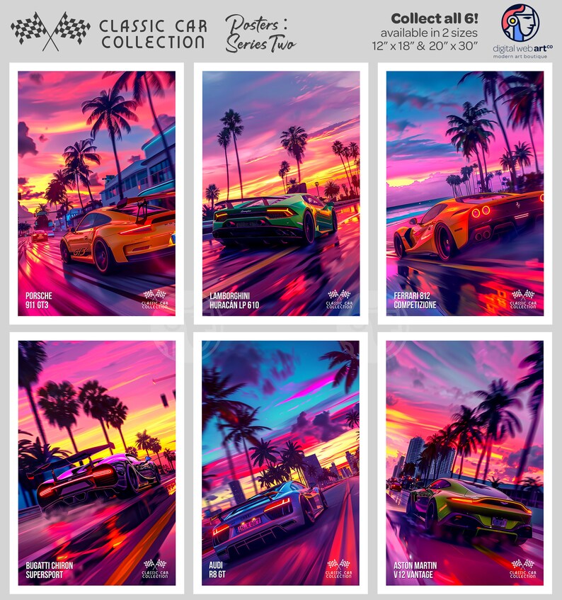 Porsche 911 GT3 Car Poster Classic Car Collection, Car Lover Art, Auto ...