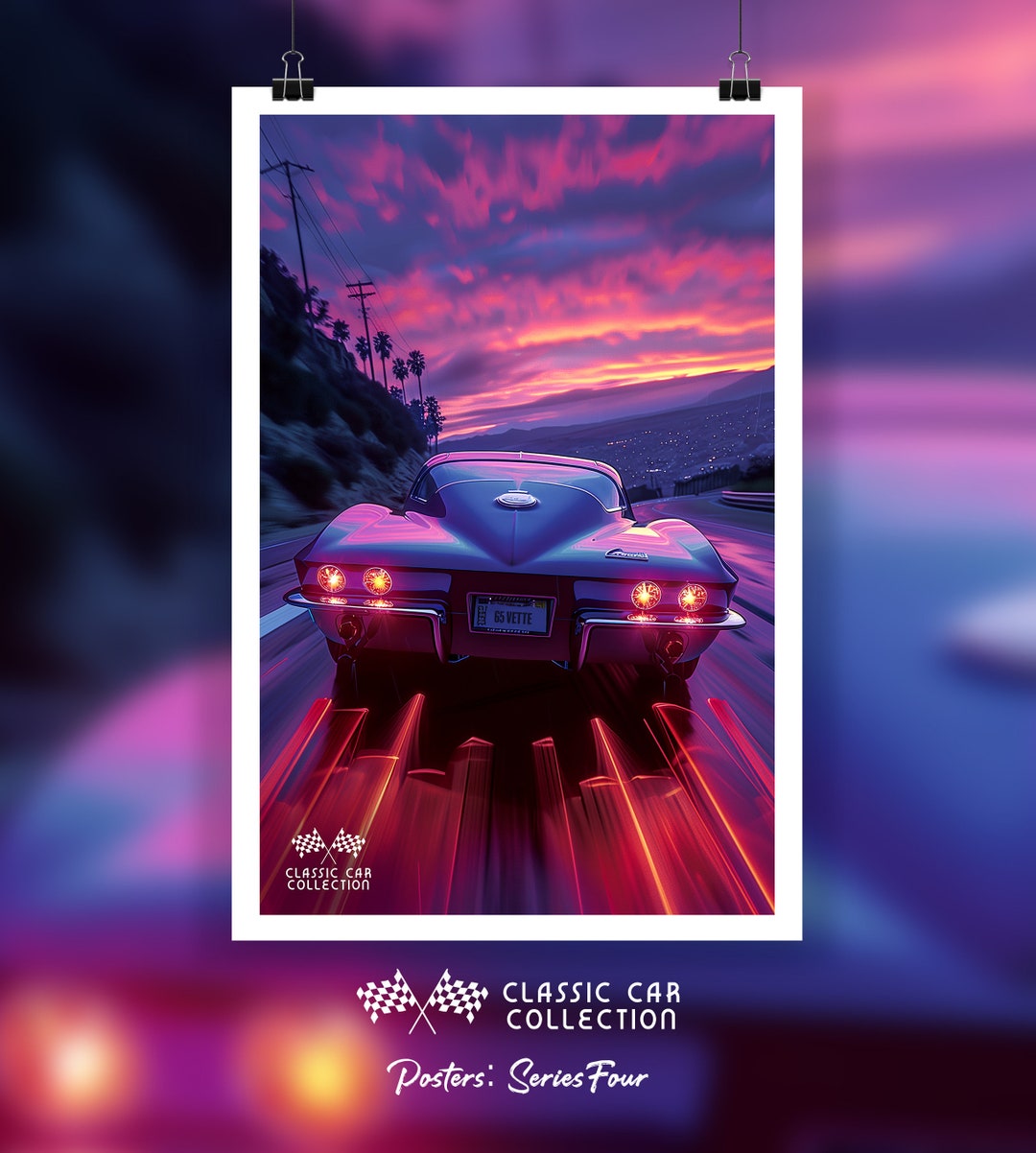 Classic Car Wall Art | Vintage Hot Rod Poster | Retro Garage Decor ...