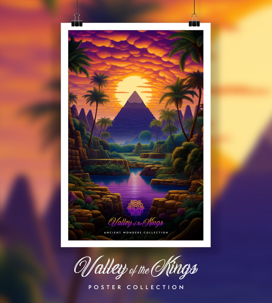Egypt Pyramid Poster - Valley of the Kings, Egyptian Poster, Desert Art ...