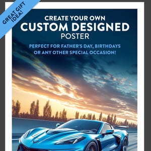 Personalized Blue Corvette ZR-1 Poster: Custom Muscle Car Garage Art - Etsy