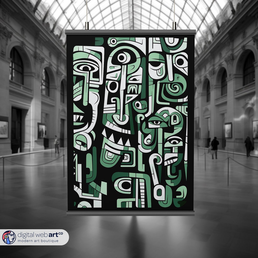 Green Abstract Art Portrait Poster, Modern Art Poster, Modern Art Gift ...